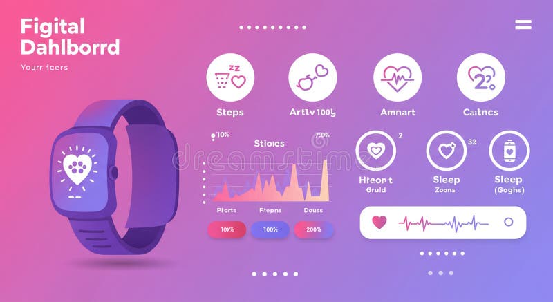 Futuristic Smartwatch Interface Concept with a Gradient Violet and Pink ...