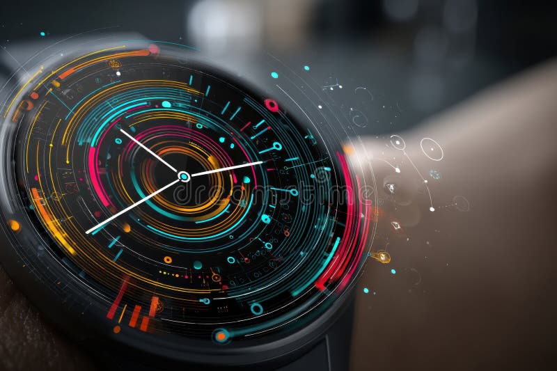 Futuristic Smartwatch Interface Concept Showcasing Colorful Motion UI ...