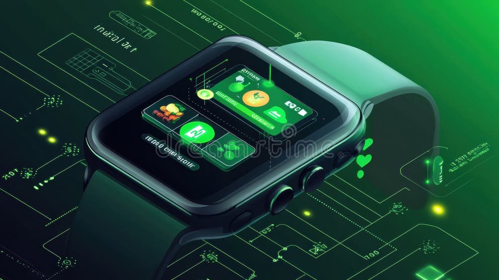 Futuristic Smartwatch Interface Displaying Ongoing Grocery Order with ...