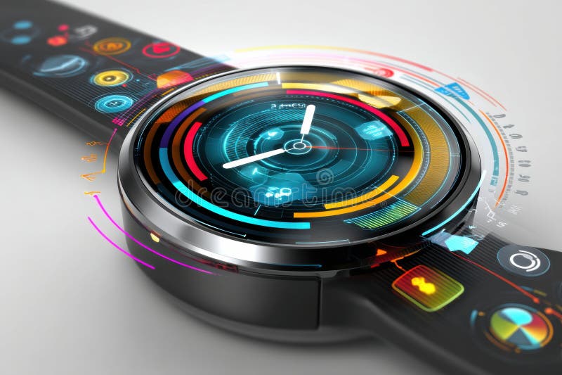 Futuristic Smartwatch Interface Displays Vibrant Motion UI with ...