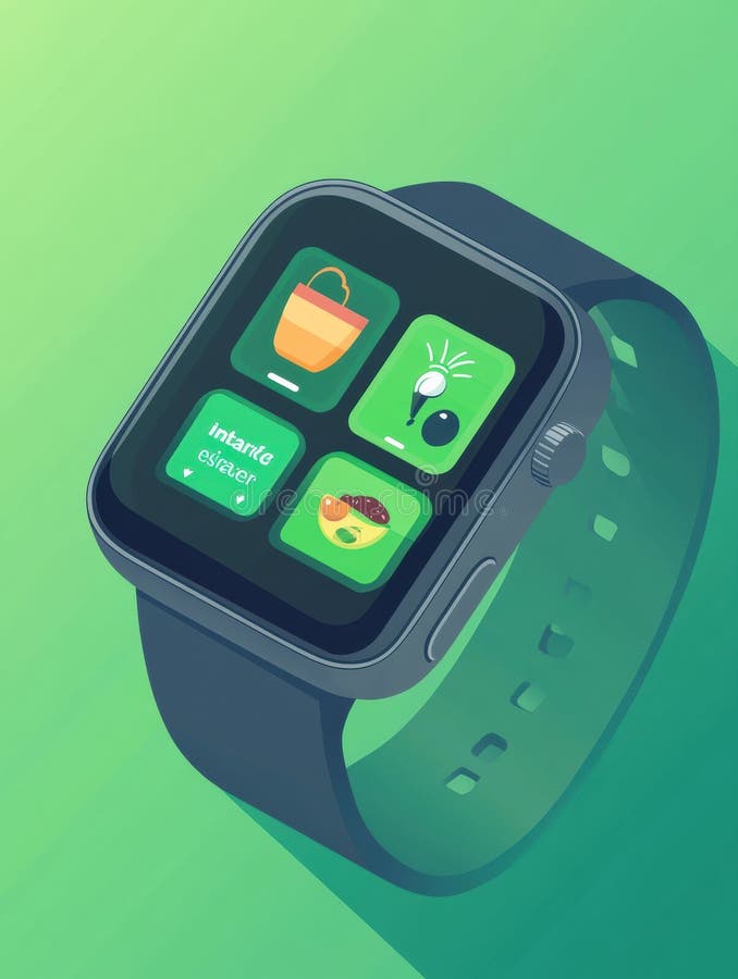 Futuristic Smartwatch Screen Displaying an Instacart Order in Progress ...