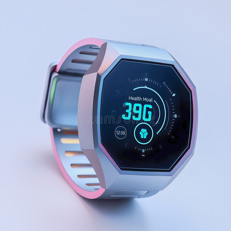 Smartwatch with a Sleek Octagonal Design, Displaying Health Metrics ...