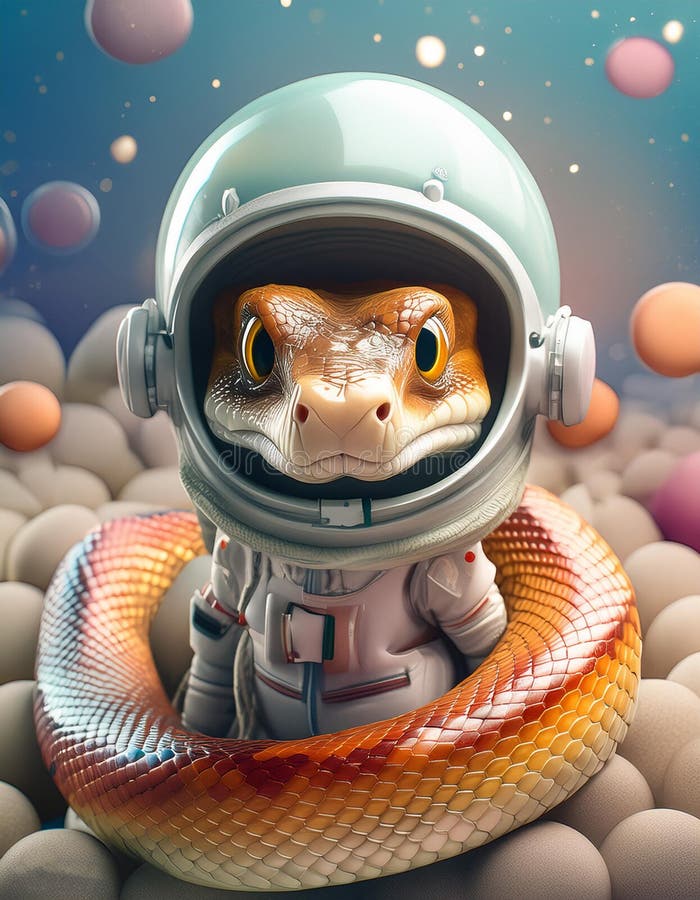Futuristic Snake in a Spacesuit, Blending Sci-fi and Space Themes ...