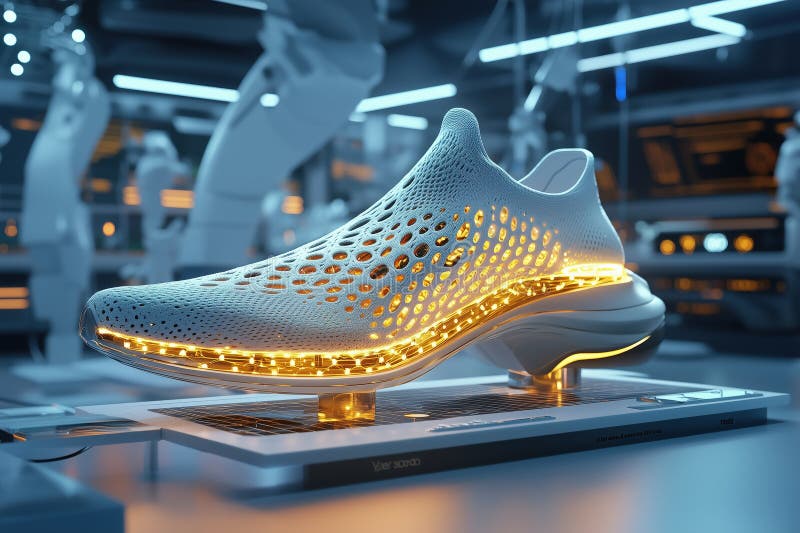 Futuristic Sneaker Design with Glowing Features in a High-tech ...