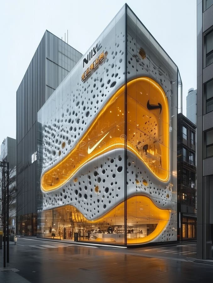 Futuristic Sneaker-Shaped Storefront Stock Illustration - Illustration ...