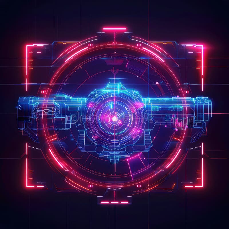 Futuristic Sniper HUD: Neon Aim Interface Stock Photo - Image of neon ...