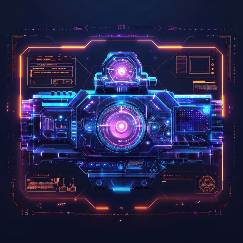 Futuristic Sniper HUD: Neon Aim Interface Stock Photo - Image of ...