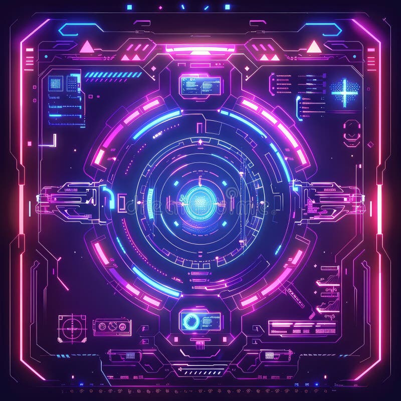 Futuristic Sniper HUD: Neon Aim Interface Stock Image - Image of neon ...