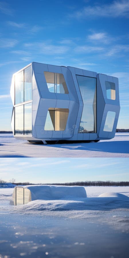 Futuristic Snow Residence: Modular Design with Sparkling Water ...