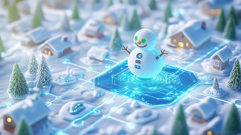 Futuristic Snowman in a High-tech Winter Wonderland Stock Image - Image of future, snow: 345240195