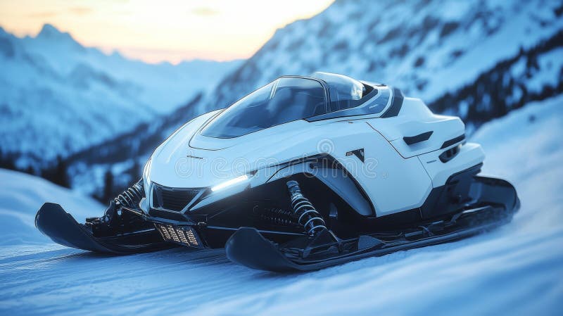 Futuristic Snowmobile Concept with Advanced Technology in a Winter ...