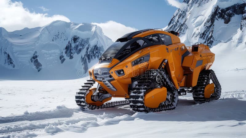 Futuristic Snowmobile in the Mountains . Arctic Snowmobile of the ...