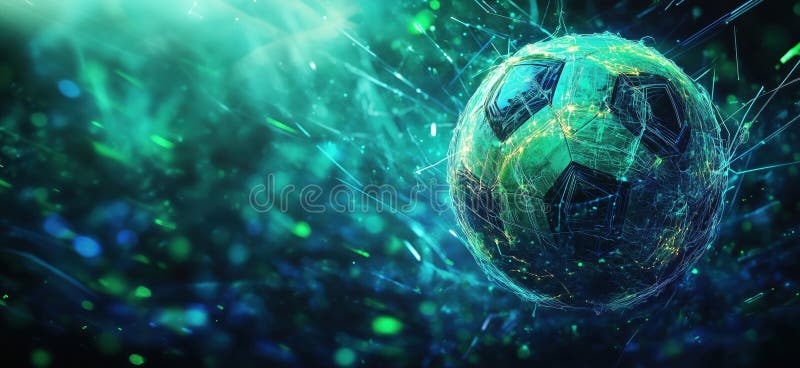 Futuristic Soccer Ball with Glowing Effects and Dynamic Motion in ...