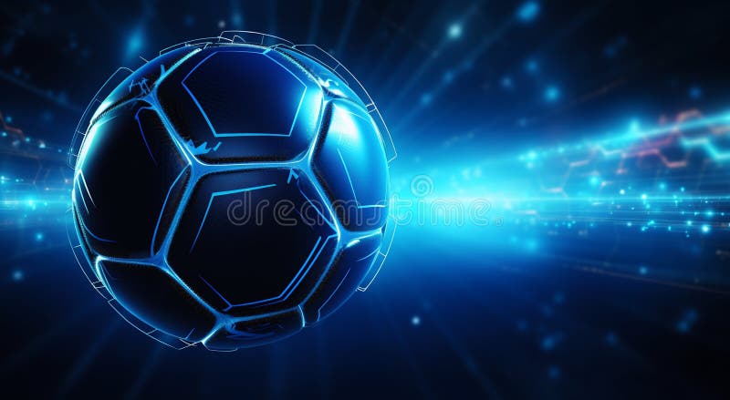 Futuristic Soccer Ball with Neon Lights and Digital Elements ...