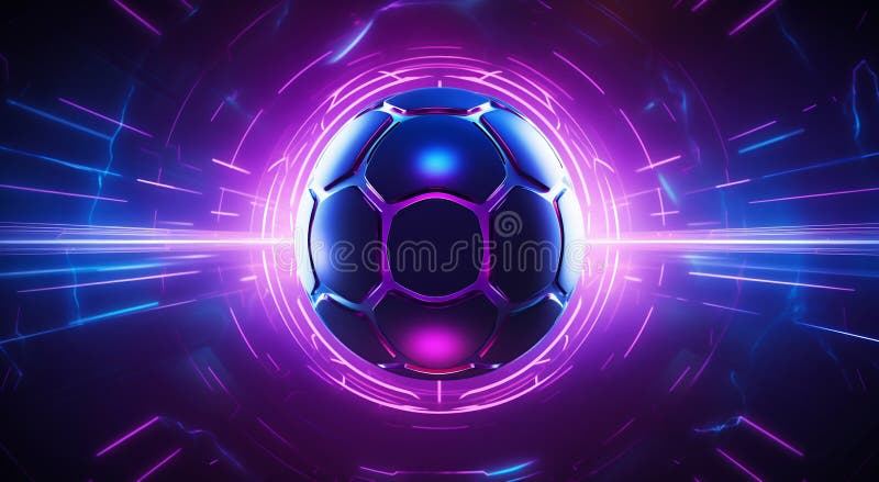 Futuristic Soccer Ball with Neon Lights and Digital Elements ...