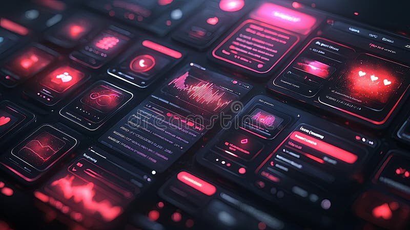 Futuristic Social Media App Interface with Vibrant Data Visualization ...