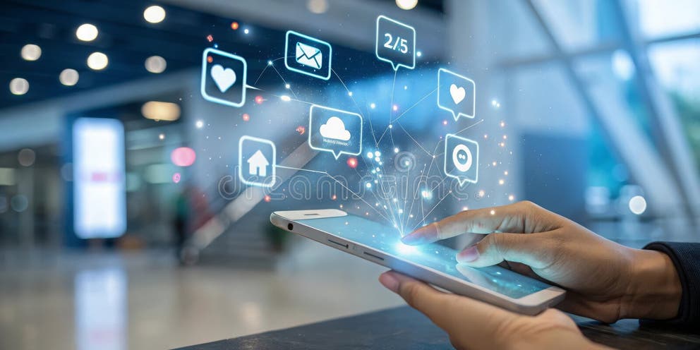 Futuristic Social Media Interface with Holographic Technology for ...