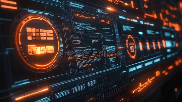 Futuristic Software Development Lifecycle Interface Displays Testing ...