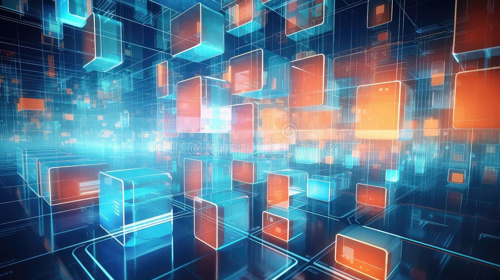 Futuristic Software Interface: Abstract Network Grid with Files and ...