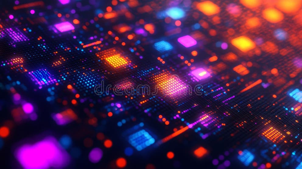 A Futuristic Software Interface Featuring an Abstract Network Grid with ...