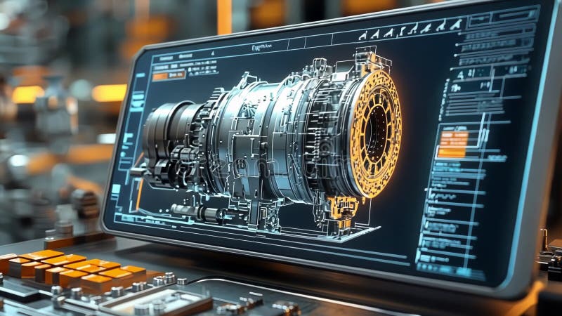 Futuristic Software Showing Rotating Jet Engine Design in a ...