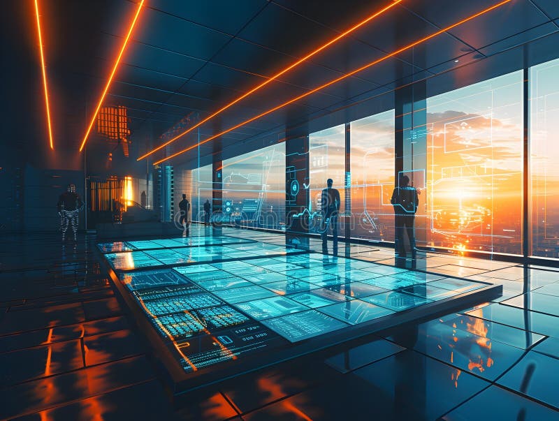 Futuristic Solar Energy Financial Management Workspace with Holographic ...