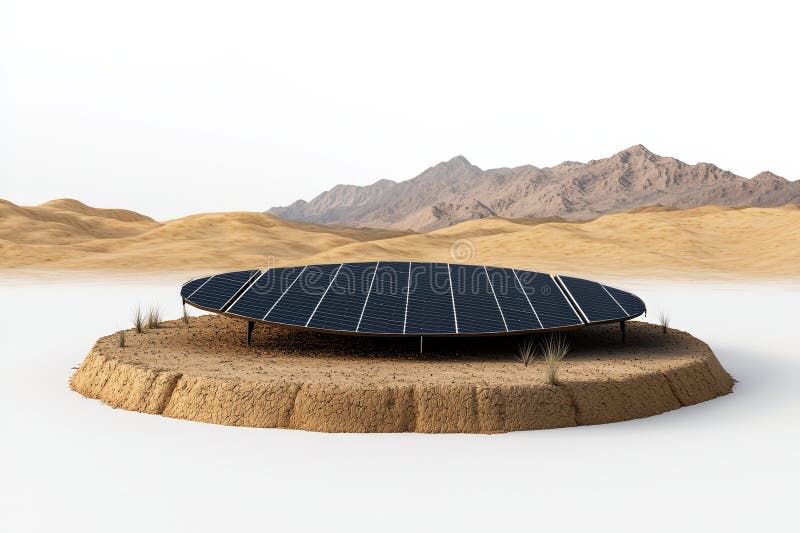 A Futuristic Solar Panel Installation in a Desert Landscape Promoting ...