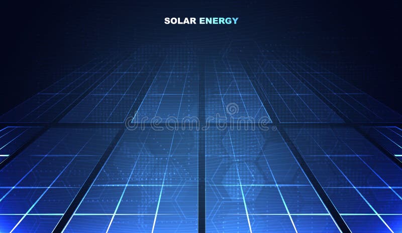 Futuristic Solar Panel Technology Background with Digital Grid Lines ...