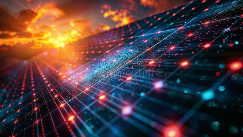 Digital Grid Solar Panels, Generative Ai Stock Illustration ...