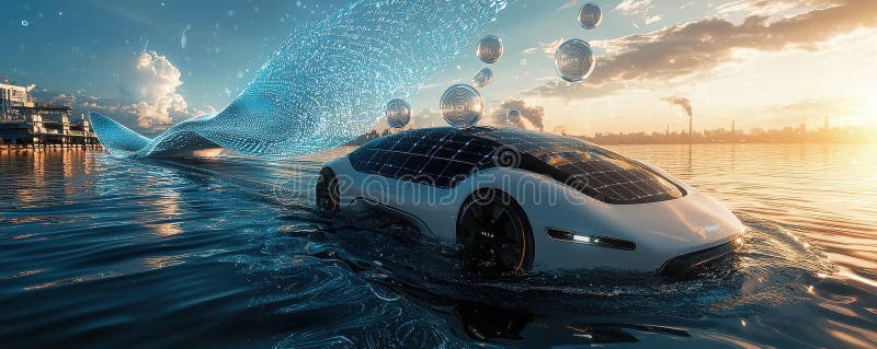 Futuristic Solar-powered Car Floating on Water with High-tech Features ...