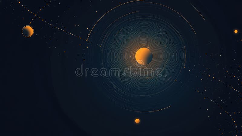 Futuristic Solar System Abstract Art with Glowing Geometric Planets on ...