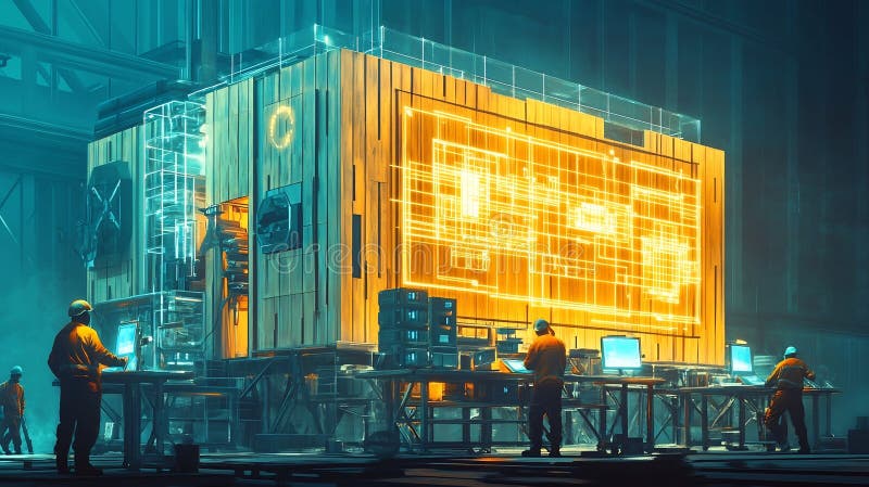 Futuristic Solarpunk Manufacturing Facility with Modular Wooden Edifice ...