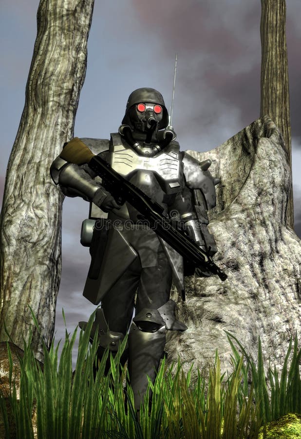 Futuristic soldier stock illustration. Illustration of isolated - 13055304