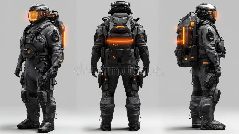 Futuristic Soldier in Advanced Combat Gear 3D Render Stock Illustration ...