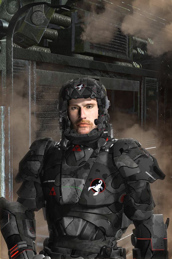 Futuristic Soldier Space Ranger Stock Illustration - Illustration of ...