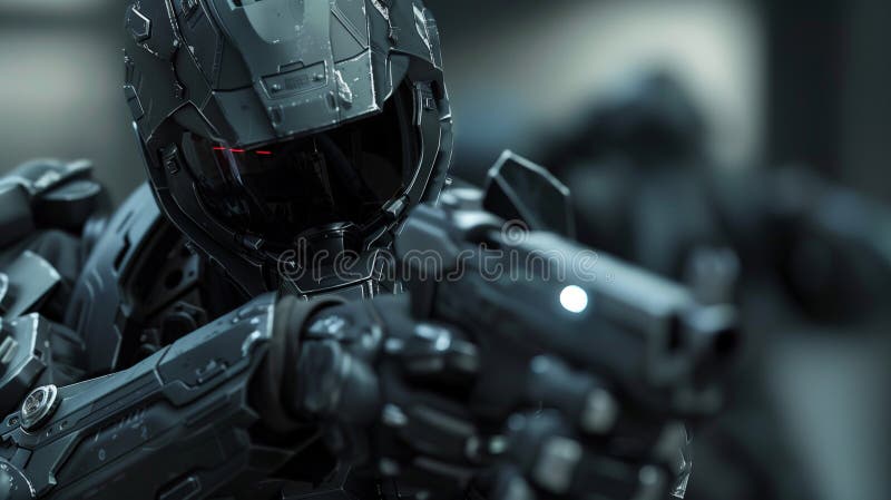 Futuristic Soldier in High-tech Armor Stock Illustration - Illustration ...