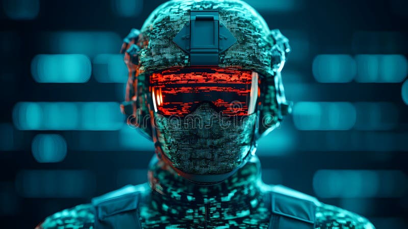 Futuristic Soldier in High-Tech Environment Stock Illustration ...