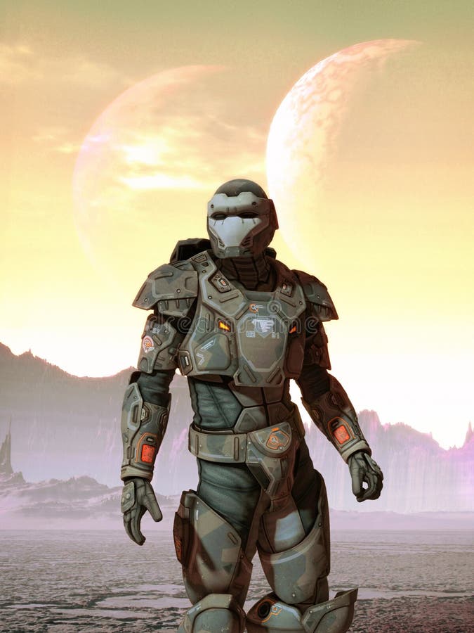 Futuristic Soldier Space Ranger Stock Illustration - Illustration of ...