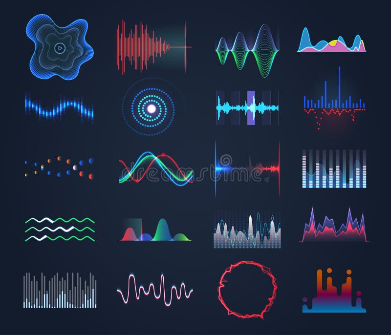 Set of Isolated Futuristic Music, Sound Equalizer Stock Vector ...