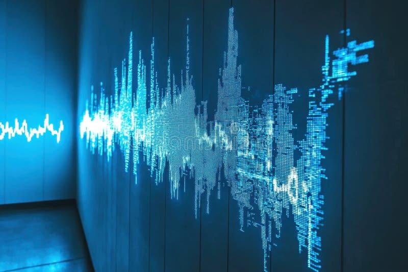 Futuristic Sound Wave Pattern on Digital Wall Display for Modern Design ...