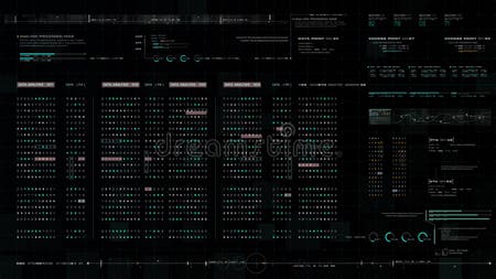Futuristic Source Code Digital Data Telemetry Display Stock ...