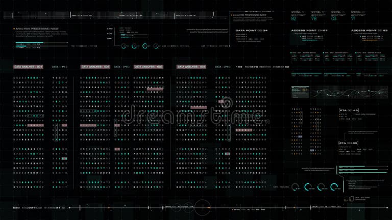 Futuristic Source Code Digital Data Telemetry Display Stock Illustration - Illustration of data ...