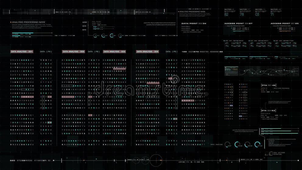 Futuristic Source Code Digital Data Telemetry Display Stock Illustration - Illustration of data ...