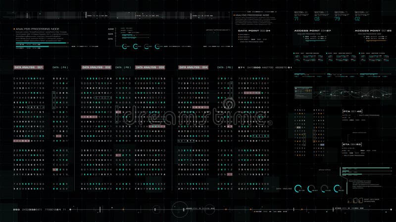 Futuristic Source Code Digital Data Telemetry Display Stock Illustration - Illustration of ...