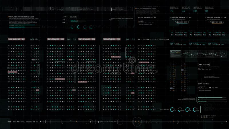 Futuristic Source Code Digital Data Telemetry Display Stock Illustration - Illustration of data ...