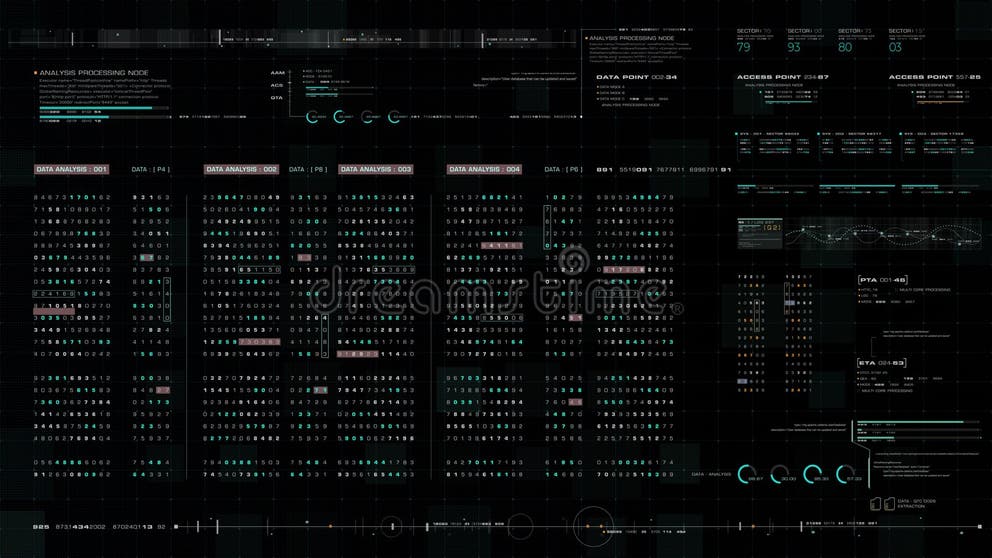 Futuristic Source Code Digital Data Telemetry Display Stock Illustration - Illustration of ...