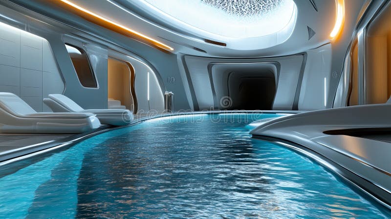 Futuristic Spa Tour in 3D Environment . Stock Photo - Image of home ...