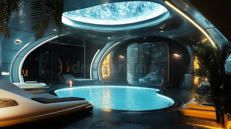 Futuristic Spa Tour in 3D Environment . Stock Photo - Image of leisure ...