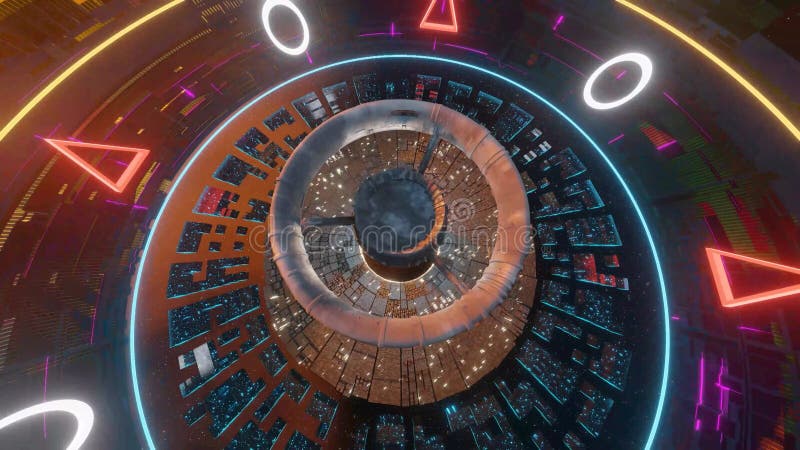 Futuristic Space Arena Under a Large Sun Stock Footage - Video of ...