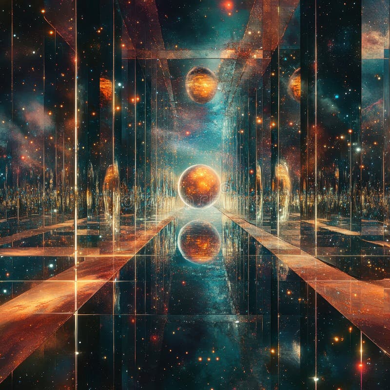 Futuristic Space Artwork with Cosmic Reflections Stock Image - Image of ...